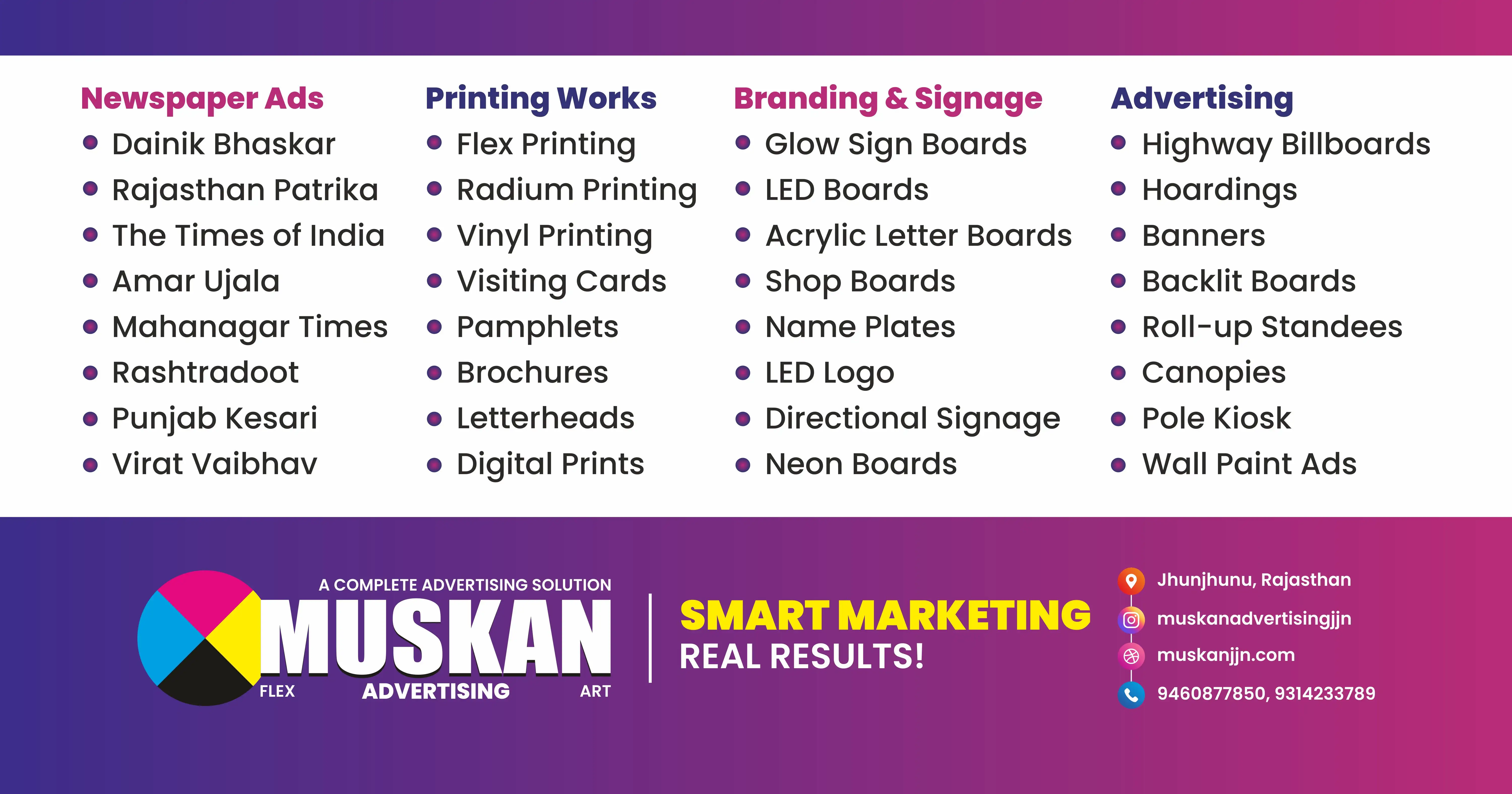 Muskan Advertising – Best Advertising Agency in Jhunjhunu